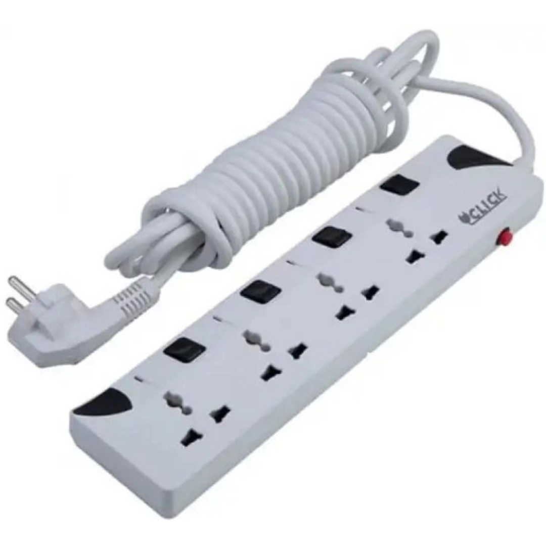 CLICK Safe 4 Point Multiplug Extension Cord 4skt Port Multi Plug Socket