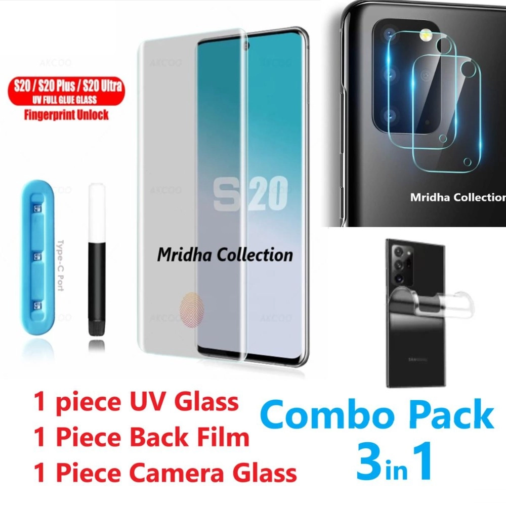 3in1 Protector Combo Pack for Samsung Galaxy S20 (A+ GRADE) UV Glass ...