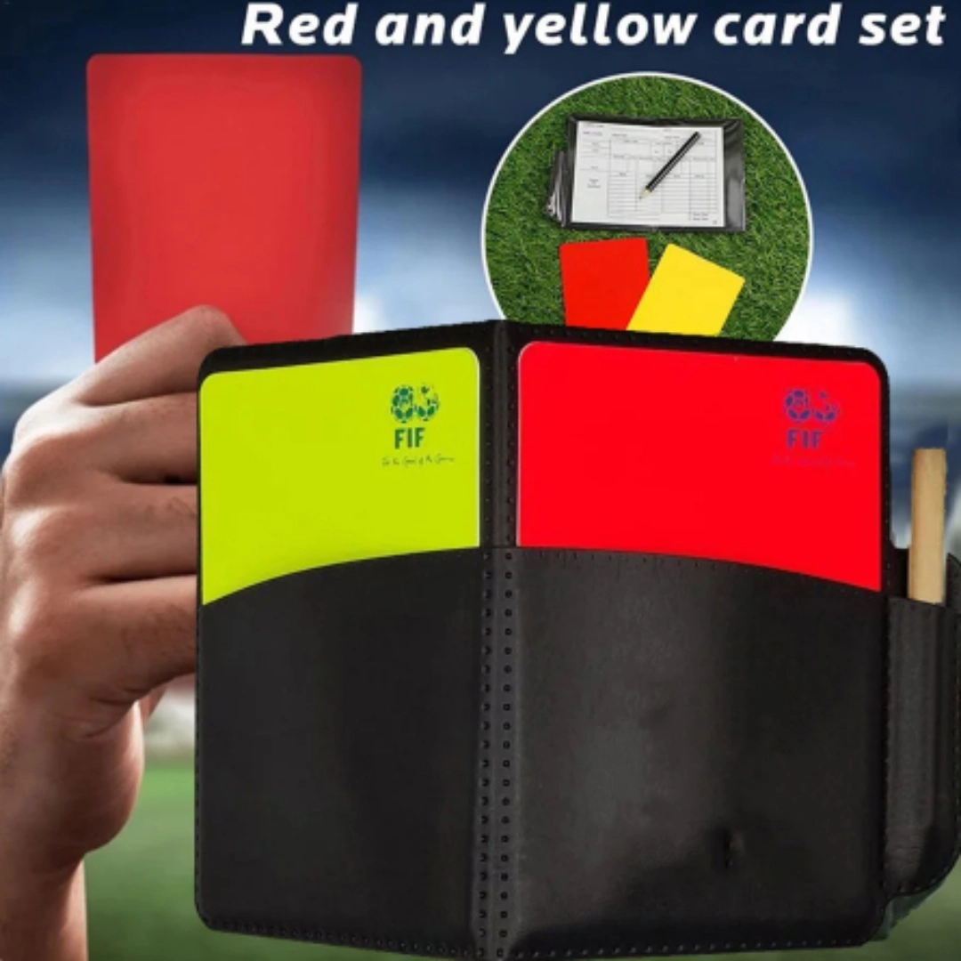 Soccer Referee Record Book Fluorescent Red Yellow Cards With Leather ...