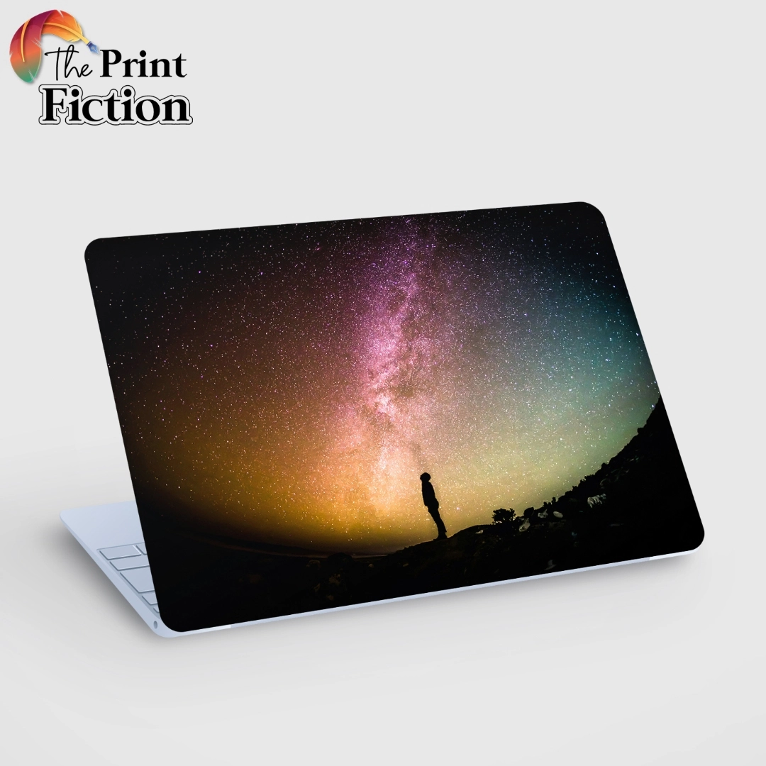 Galaxy With A Man Laptop Sticker