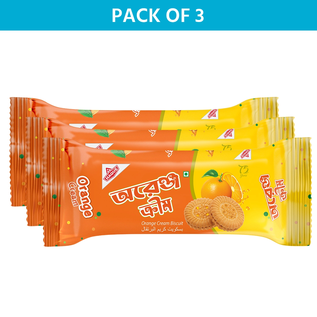 Haque Orange Cream Biscuit 36g - Pack of 3