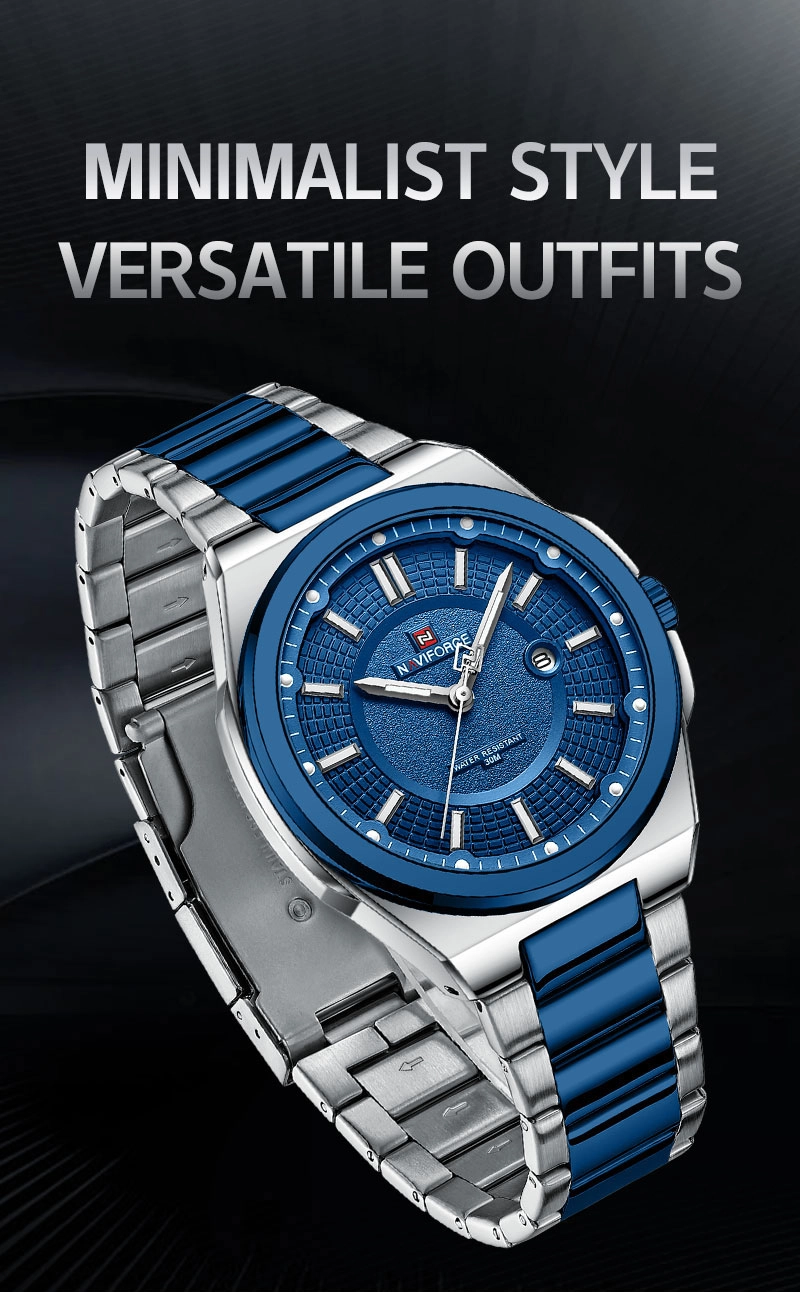 Naviforce 9212 Silver Blue Stainless Steel Luminous Men’s Watch
