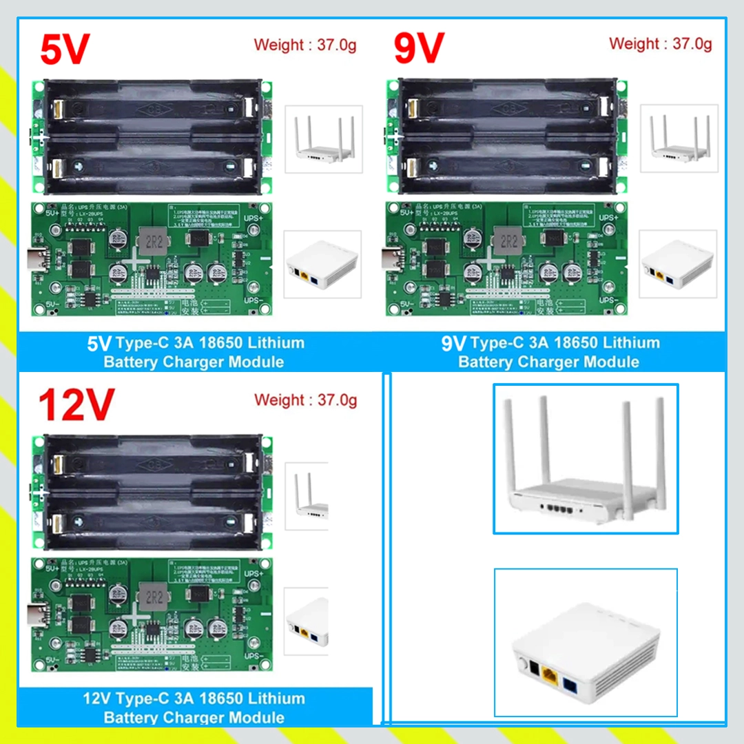 Type-C 15W 3A Fast Charge UPS Power Supply / 18650 Lithium Battery ...