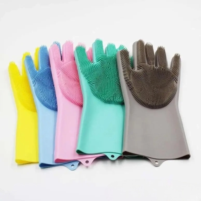 2 Pcs Silicone Dish Washing Gloves with Brush, Silicon Cleaning Gloves ...