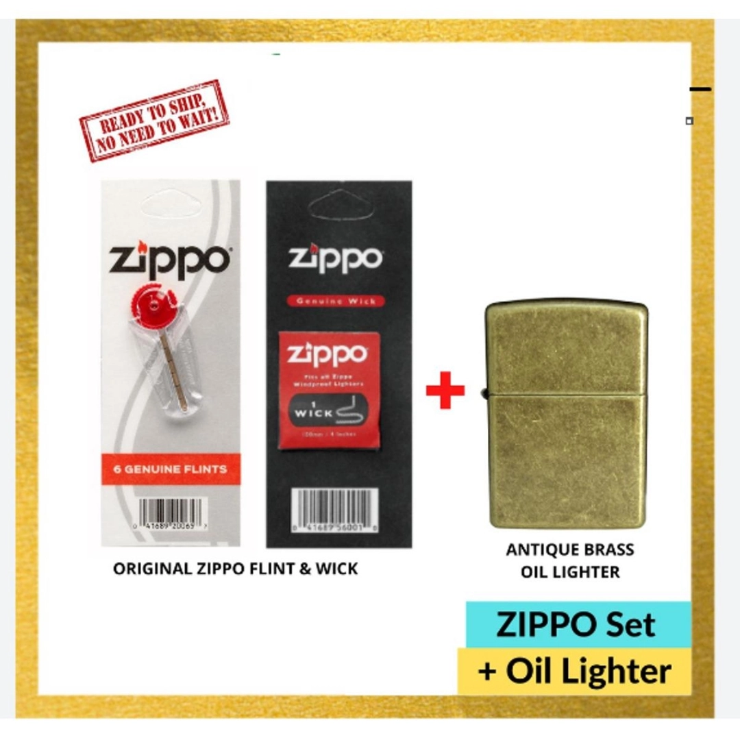 ZIPPO Set (Flints 6pcs + Wick 1pc)WINDPROOF OIL LIGHTER KEROSENE