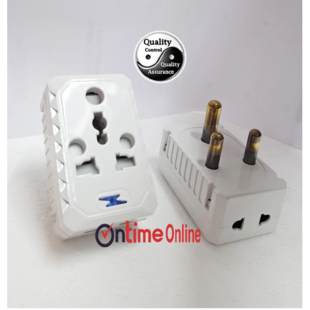 3 Pin Round Multi Socket 15a (3 pin to 3 pin Flat & Round 2 Pin) Plug ...