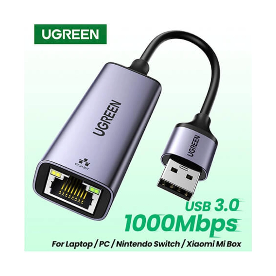 UGREEN Network Adapter Gray Aluminum USB 3.0 to 10/100/1000 Mbps RJ45 ...