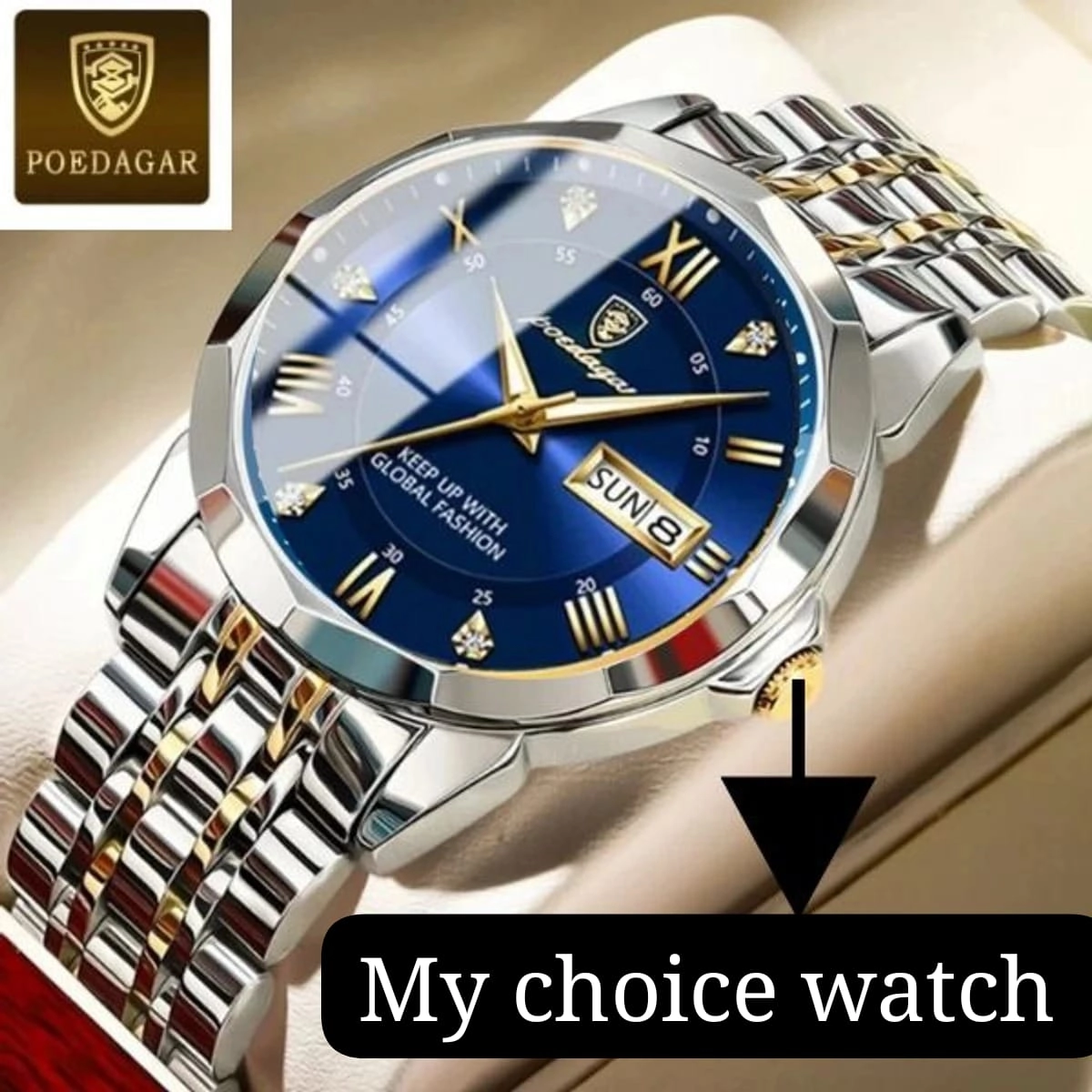 POEDAGAR MODEL 615 WATCH Toton Ar Dial Blue Colour Watch Lock Push