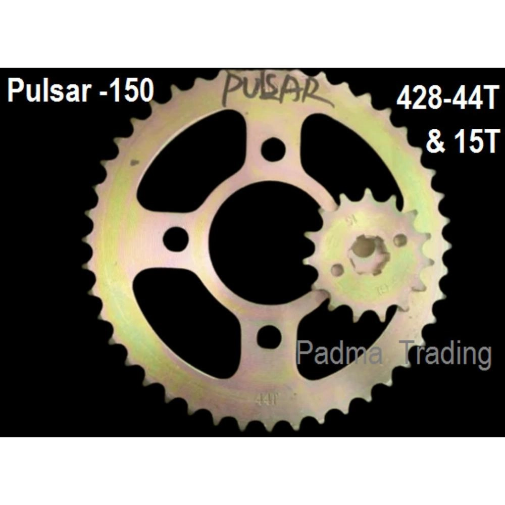 Rear and Front Chain Sprocket for Pulsar-150 Model 428- 44t & 15t Set