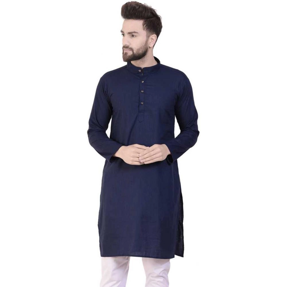 Special Cotton Panjabi for Men - Navy Blue - NZ-13028