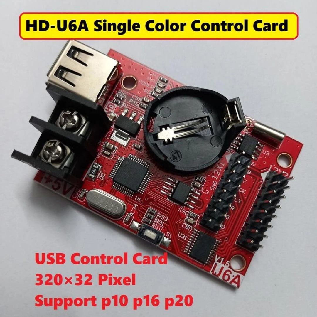 HD-U6A Single Color 320x32 Pixel 12 Led Control Card 2 Line Pixel ...