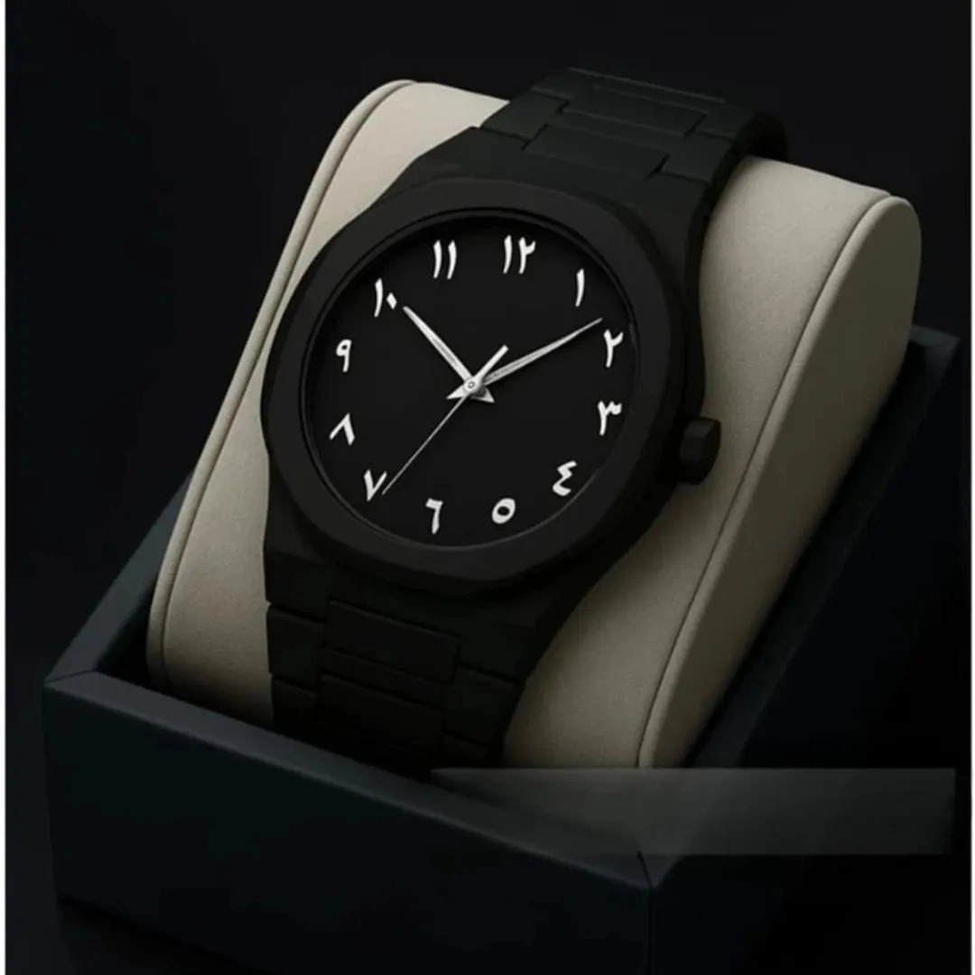 Arabic Watch Waterproof Men's Quartz Watch Black PC Plastic watch for ...