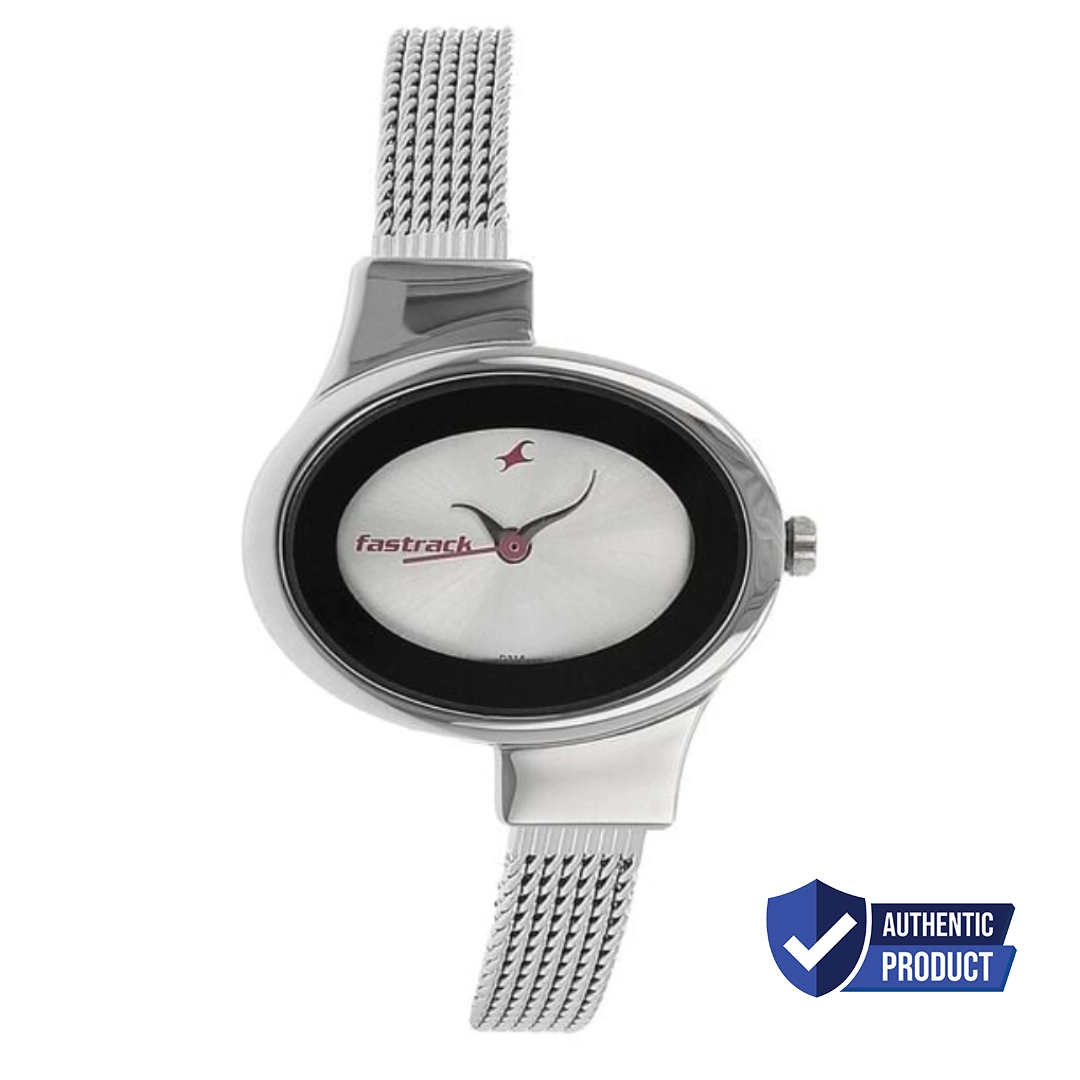 Fastrack 6015SM01 Silver Dial Stainless Steel Watch for Girls