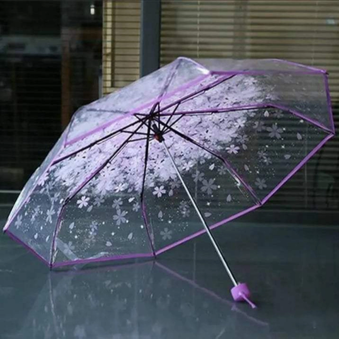 Elegant Transparent Umbrella with Floral Pattern Buy All