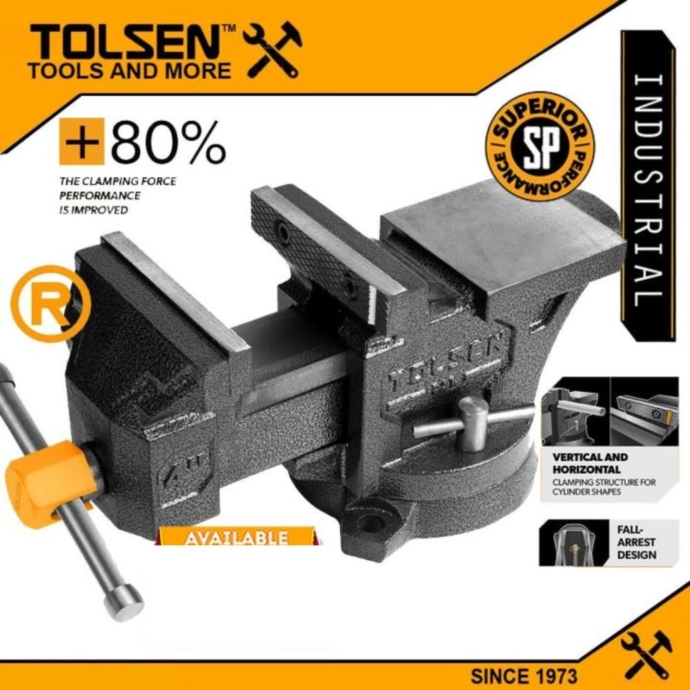 TOLSEN 4" Bench Vice Ultra Large Swivel Base w/ Anvil Arc Anvil Design ...