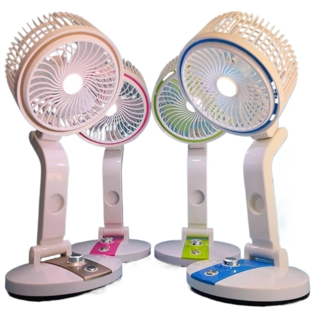 New Model Rechargeable Folding Table Fan With Led Lights - Stay Cool ...