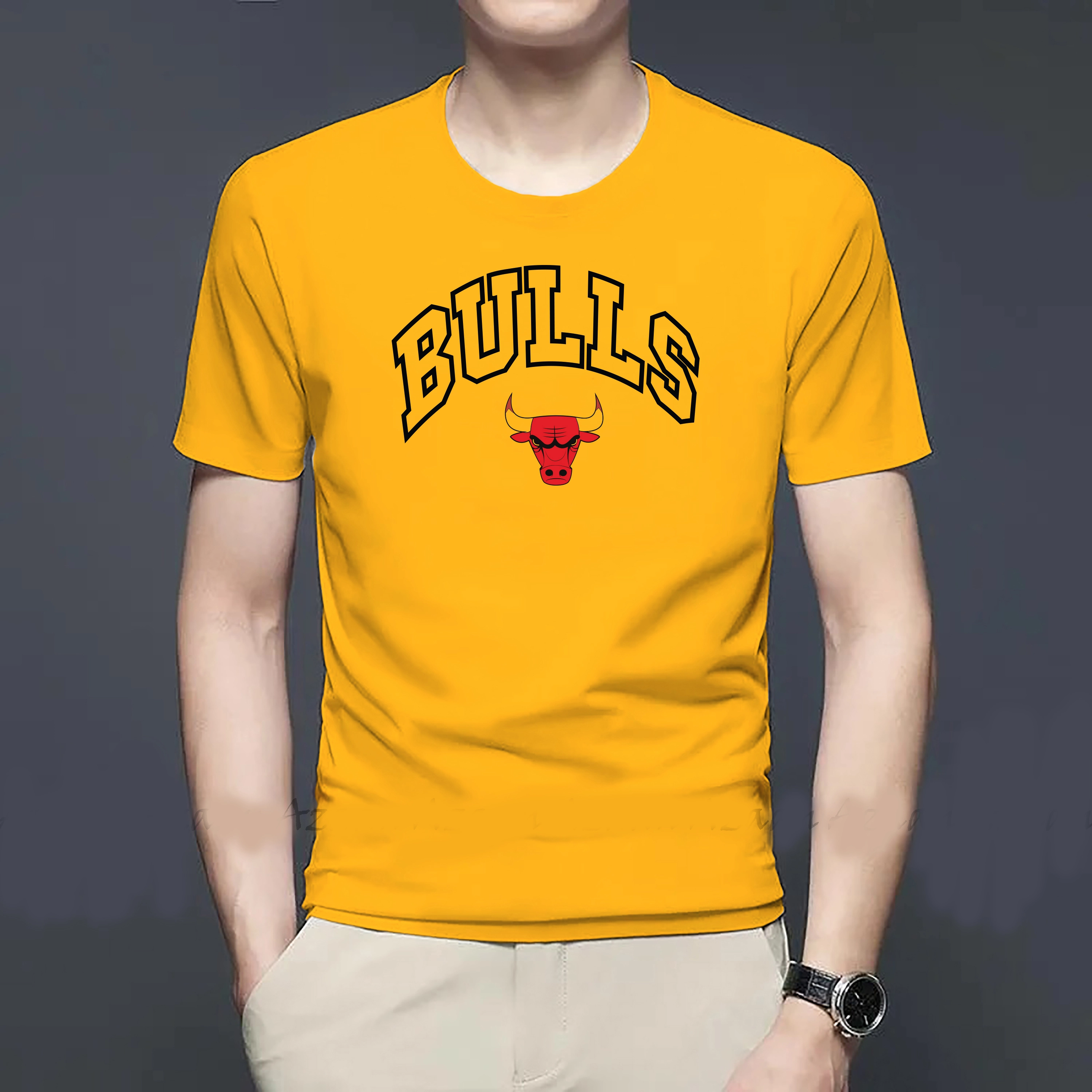 Bulls stylish Unisex White And Ash Color Tshirts - Tshirt For Men