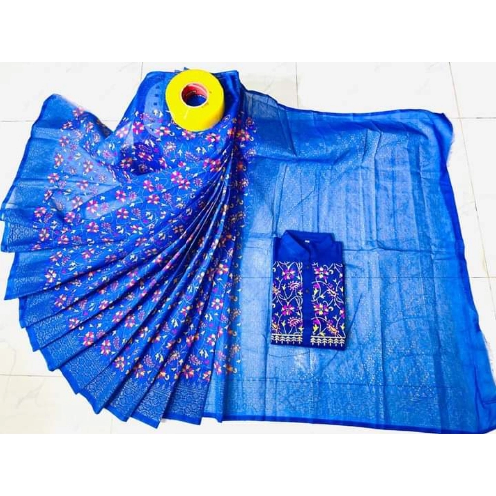 Couple set Half Silk Hand Print Saree and Panjabi Fashionable, Stylish ...