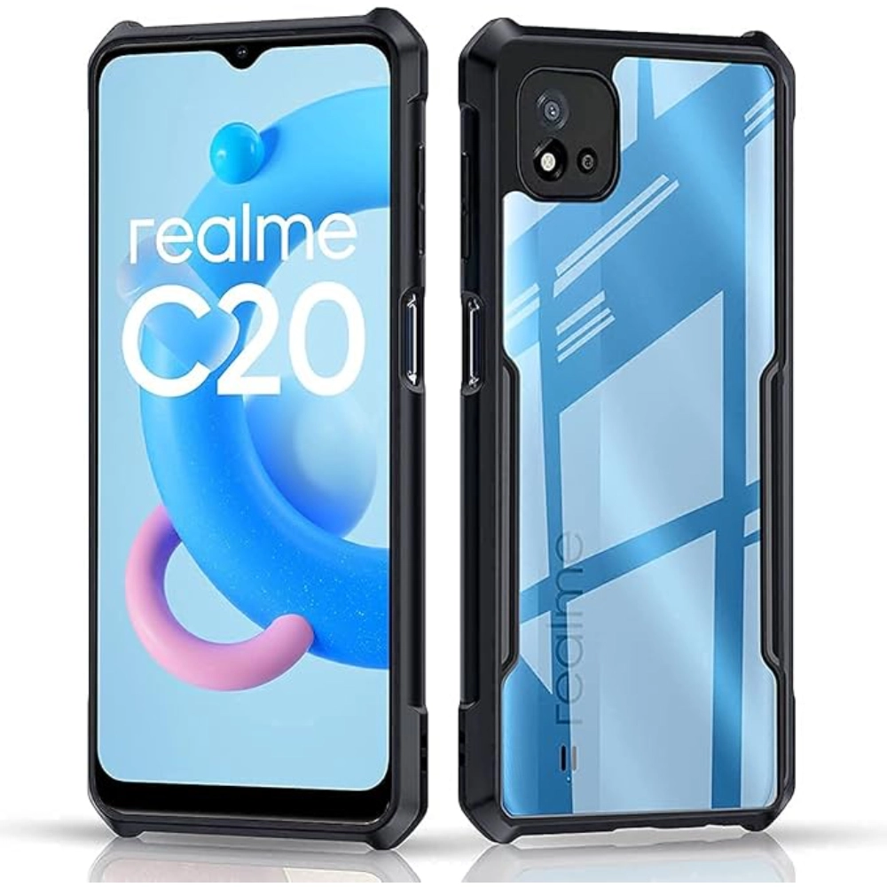Realme C20 protective black border crystal clear xundd mobile back case ...