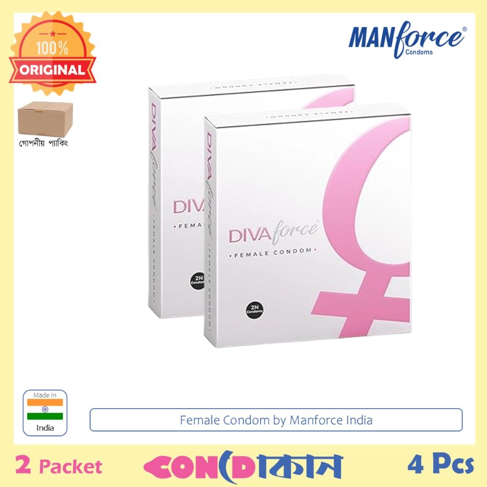 DivaForce Female Condom by Manforce India 2 Pack (4 Pcs)