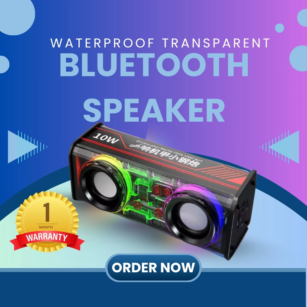 Bluetooth Speaker Transparent Sound Box Colorful Lights Dual Speaker ...