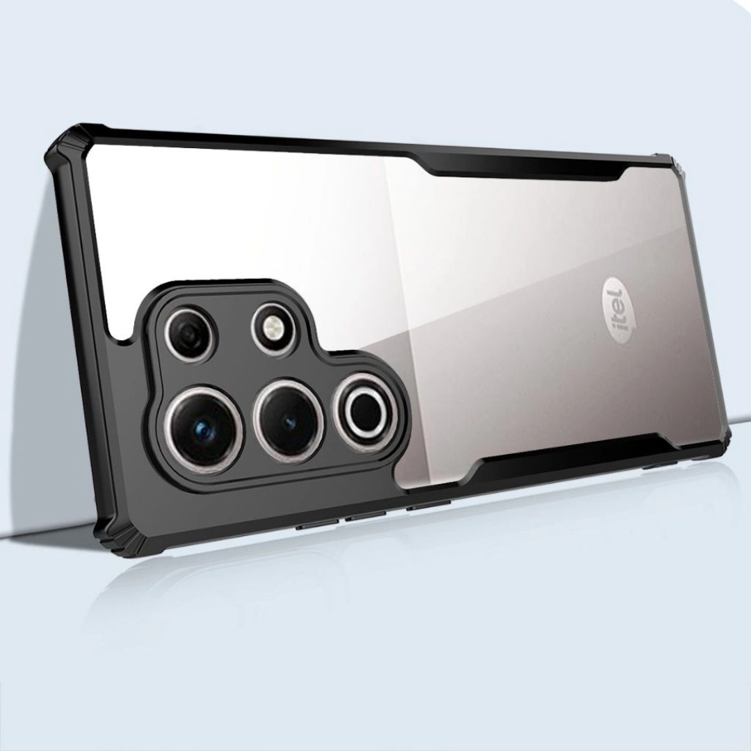 Back Cover For itel S25 Ultra ( Transparent, Black)