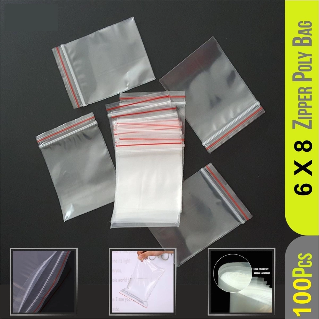 6"X8" Inch Resealable 100 pcs Clear Zipper Poly Bag/ Zip Lock Plastic ...