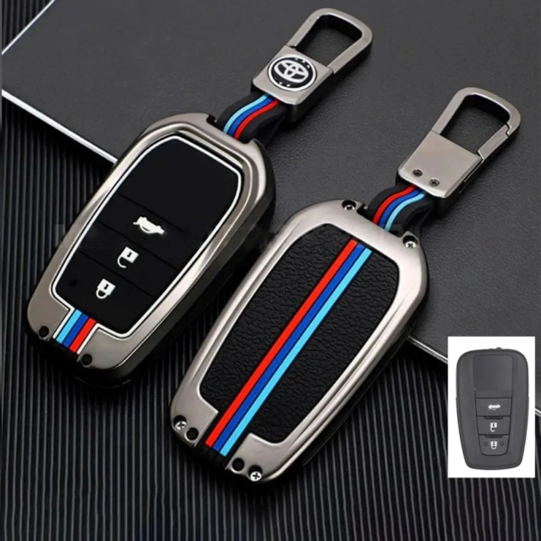 Metal Key Cover with Key Ring & Soft Silicone – Compatible with Toyota ...