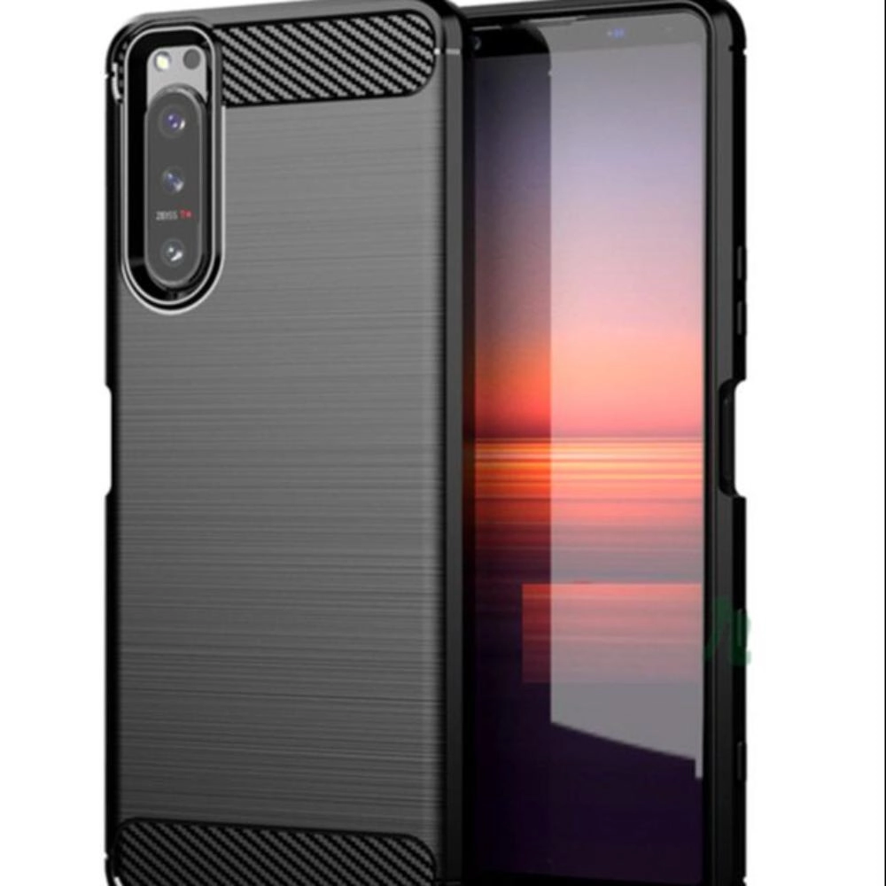 Sony Xperia 5 Silicone Back Cover With Carbon Fiber Texture
