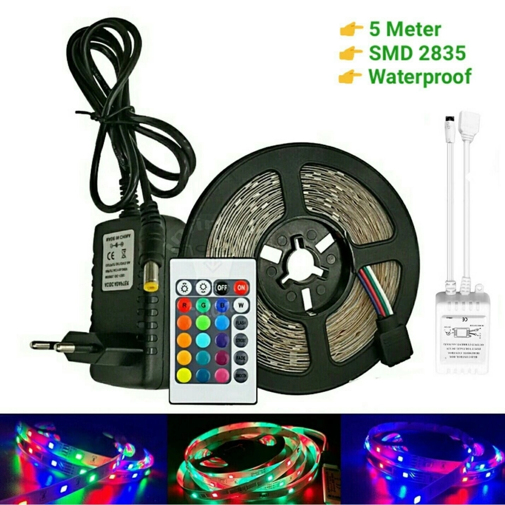 RGB Led Strip Light 2835 DC12V 5 Meter Waterproof Flexible- 4 Color