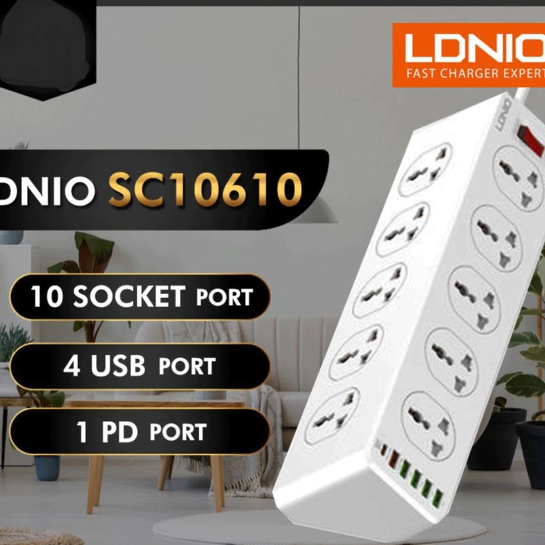 LDNIO SC10610 (2500W) 10 Sockets + 4 USB Ports + 1 Type-C PD Port + 1 ...