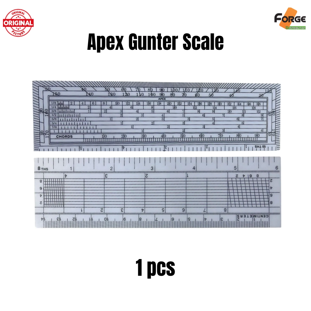 Apex Diagonal Scale (Gunter Scale) – White Color Thin Plastic Measuring ...