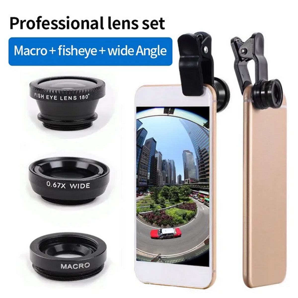 3in1 Fisheye Lens Wide Angle Micro Camera Lens for iPhone Samsung ...
