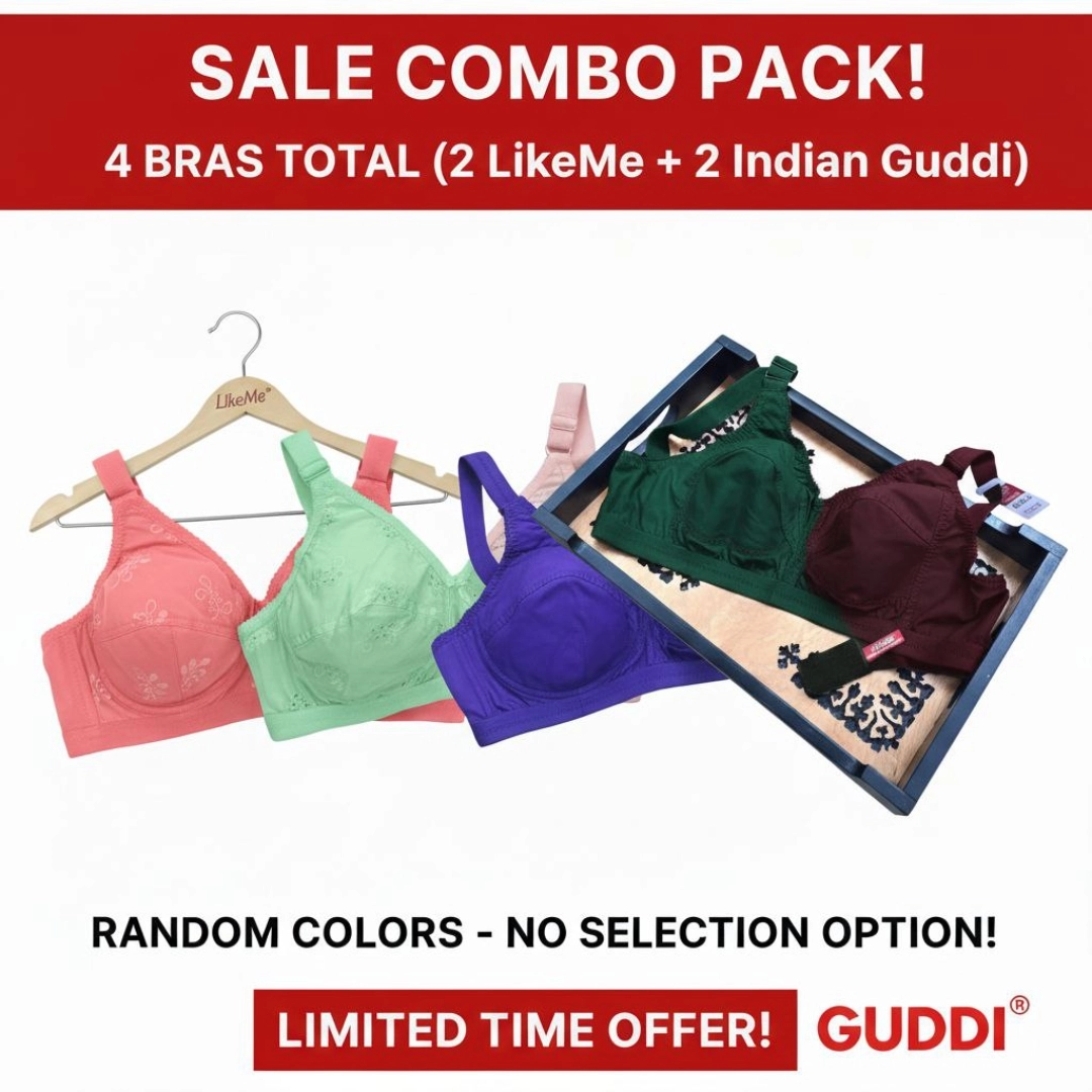 Women'S 4 Pcs Combo – 2 Guddi Belt Bra + 2 Likeme Bra, Full Coverage ...