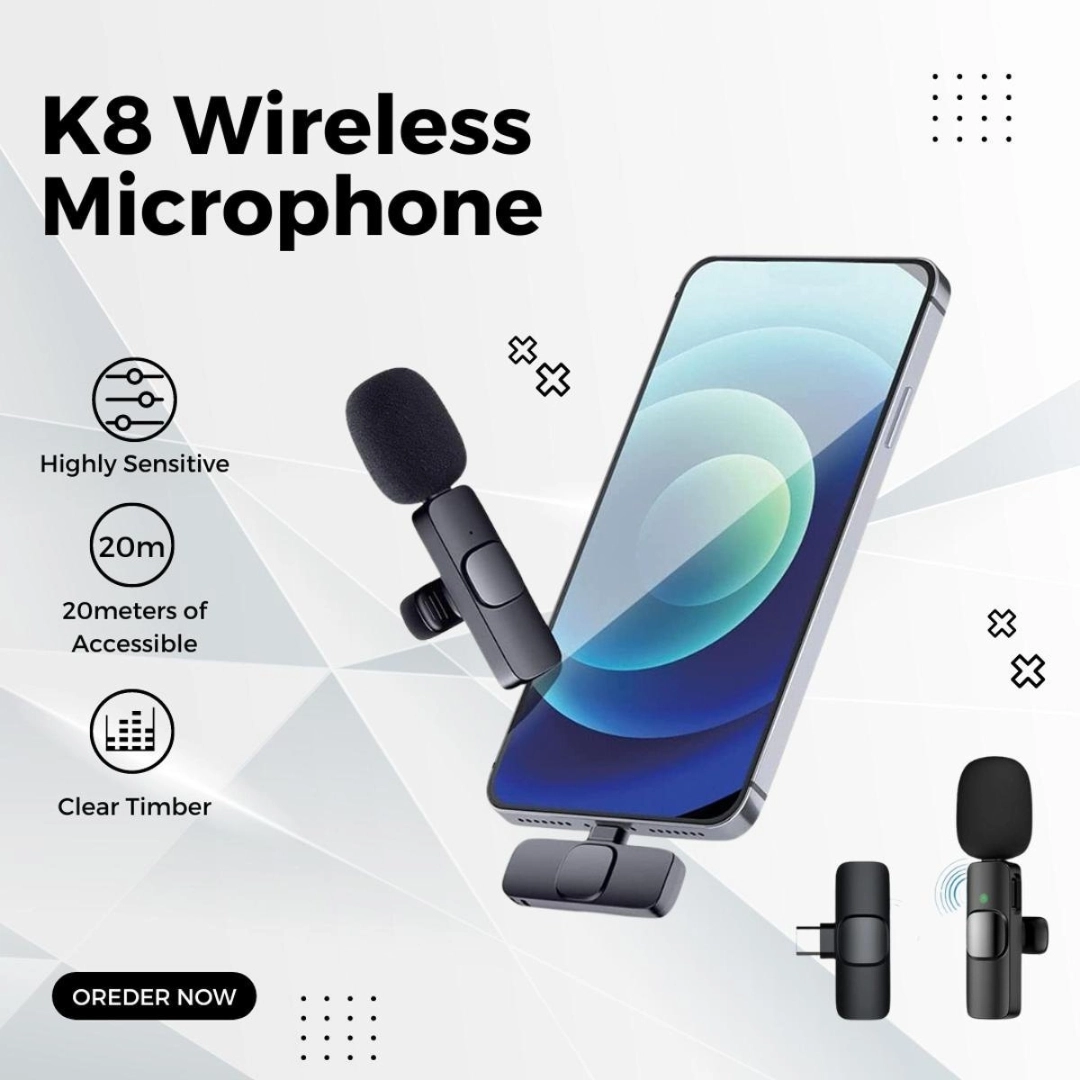 K8 Wireless Microphone Professional Lapel Lavalier Microphone Portable ...