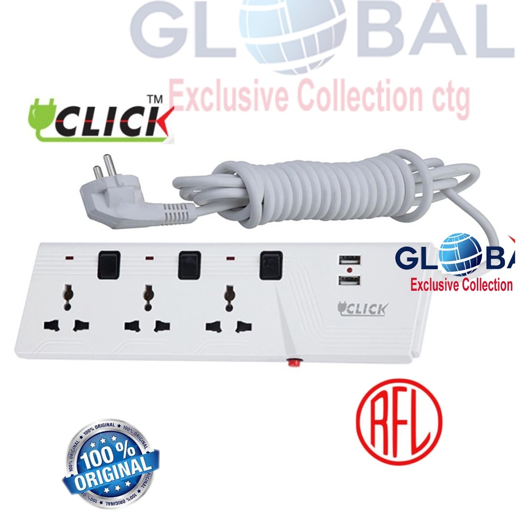2 pin (usb port 2) Multi socket 3, 10 feet cable 1500w