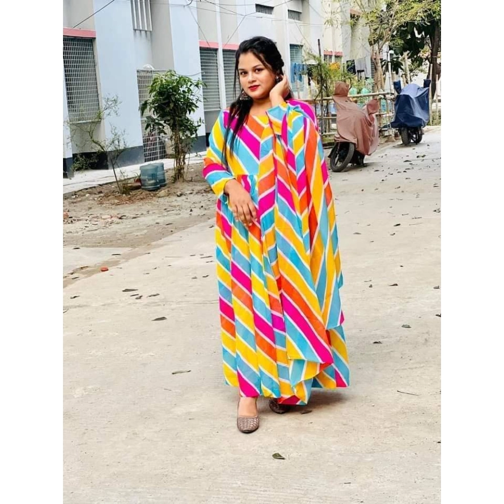 Readymade Exclusive Rainbow Designed Made By Cotton Fabric Gown And ...