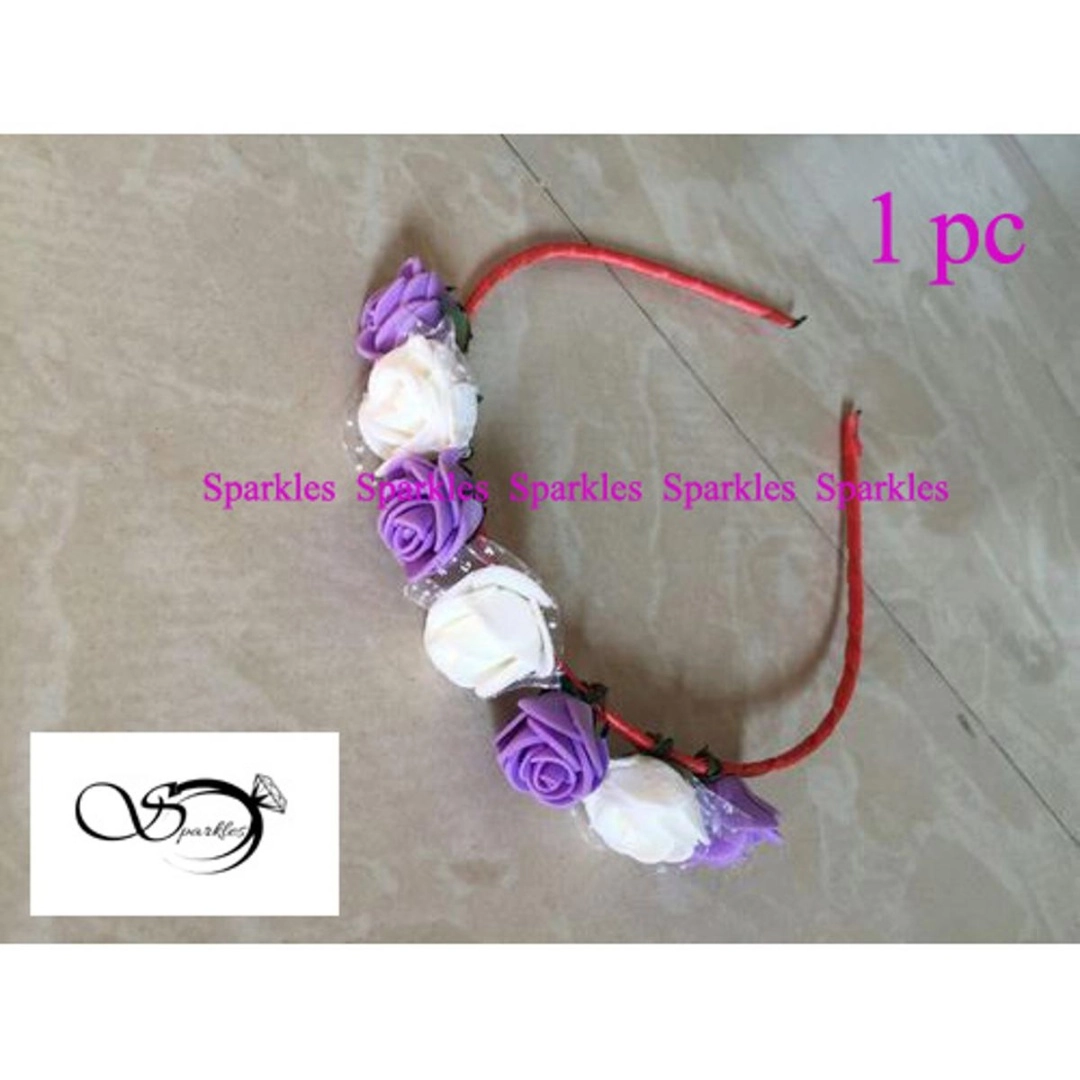 Artificial Flower white and Purple color Hair Band for girls- 1 pc