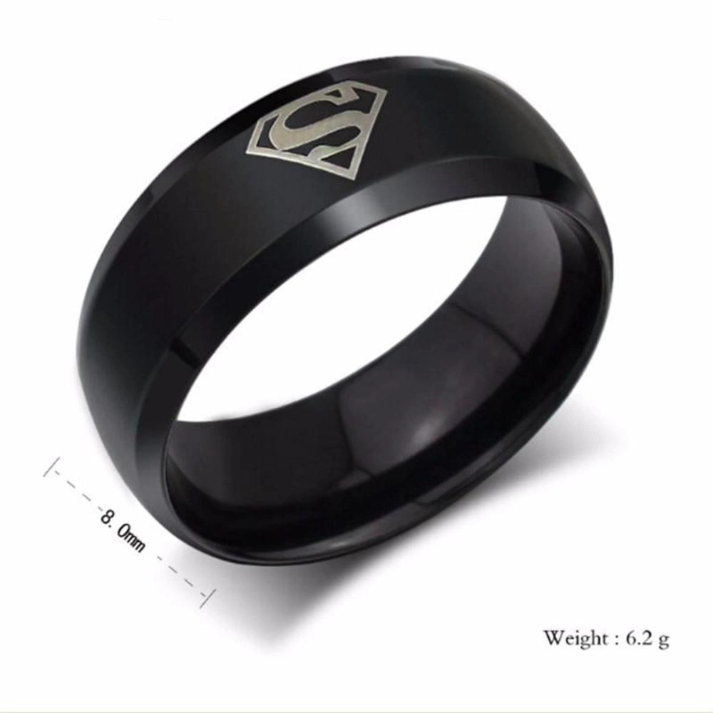 Black Carbon Steel Superman High Quality Ring