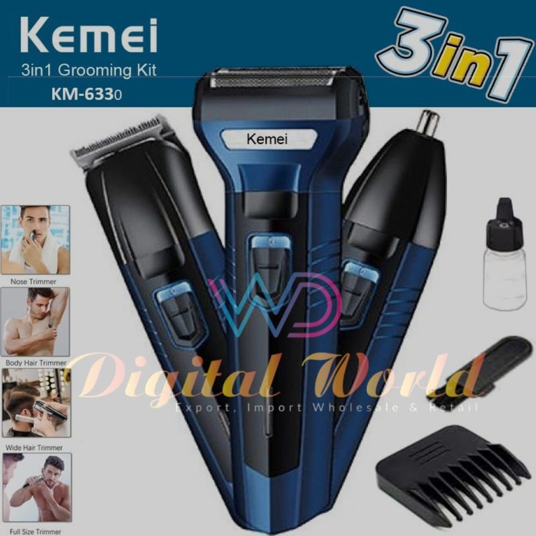 Kemei Km-6330 3 In 1 Professional Hair Trimmer Super Grooming Kit ...