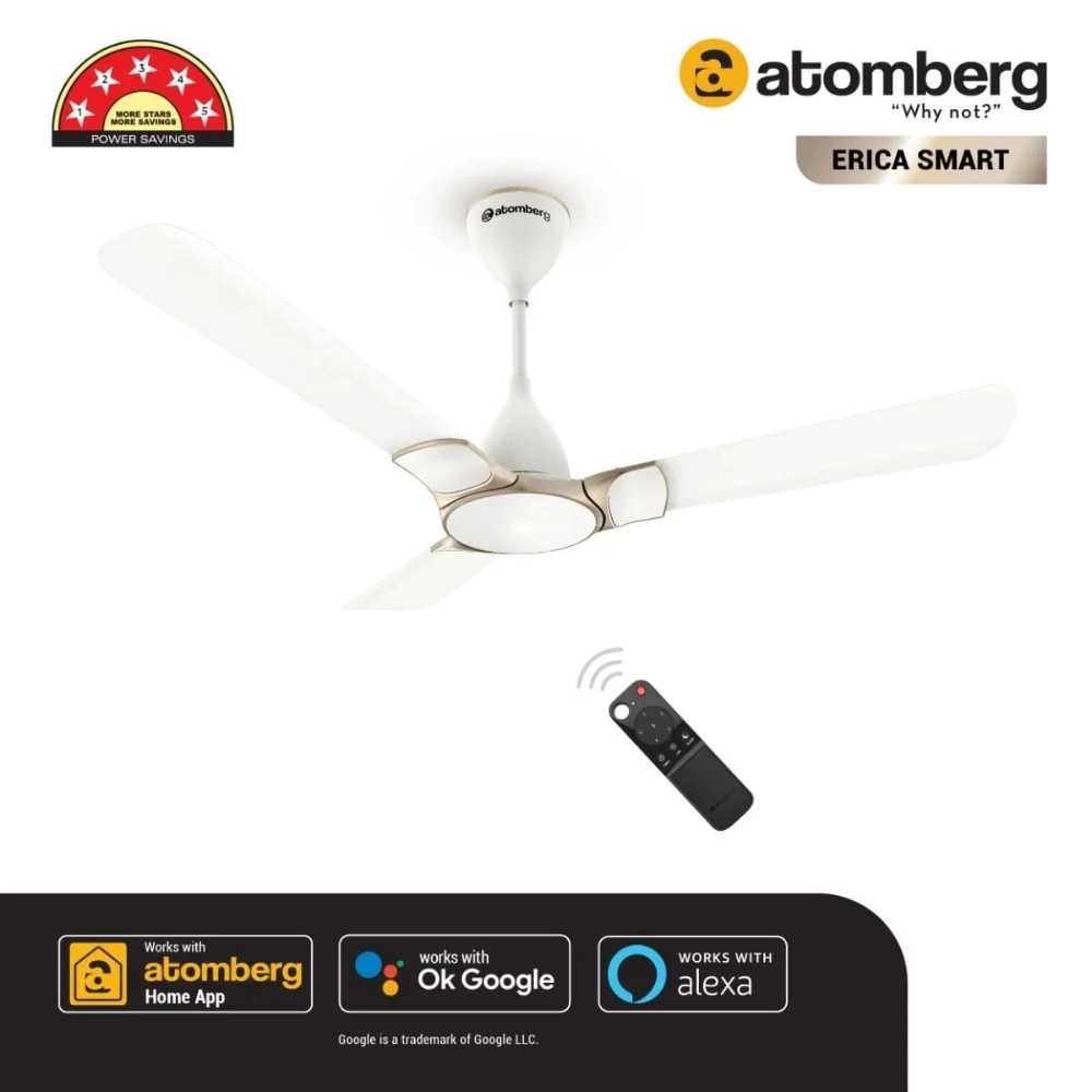 atomberg Erica BLDC Ceiling fan (Smart / Non smart), Size: 1200mm (48 ...