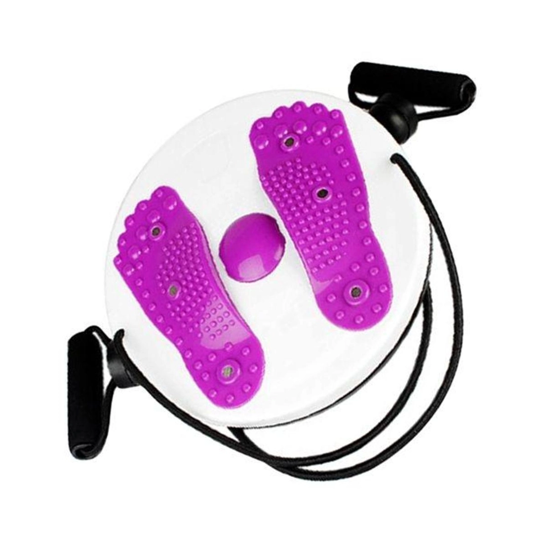 Waist Twister Pad With Resistance Band - Black And Magenta