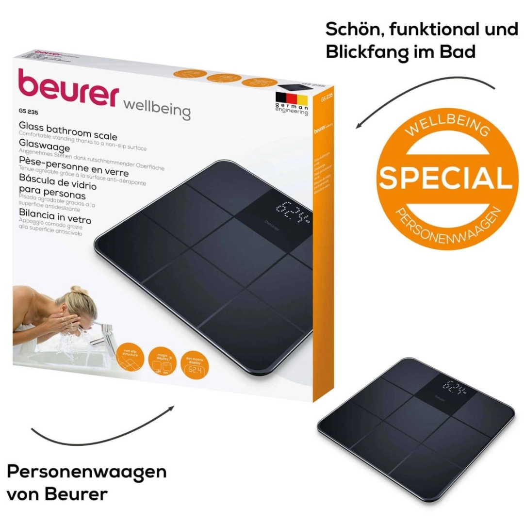 Beurer GS 235 Black Glass Bathroom Scale