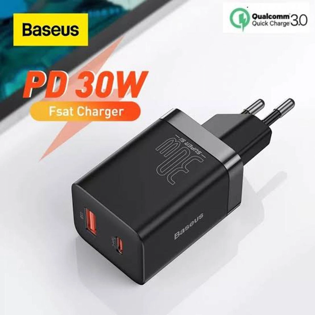 Baseus Super Si Pro Quick Charger C+U 30W - Black