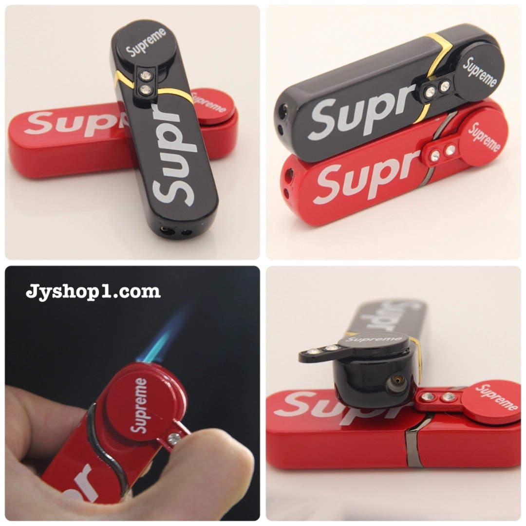 Best Quality SUPRIME New Fashionable Windproof Butane Lighter black and red
