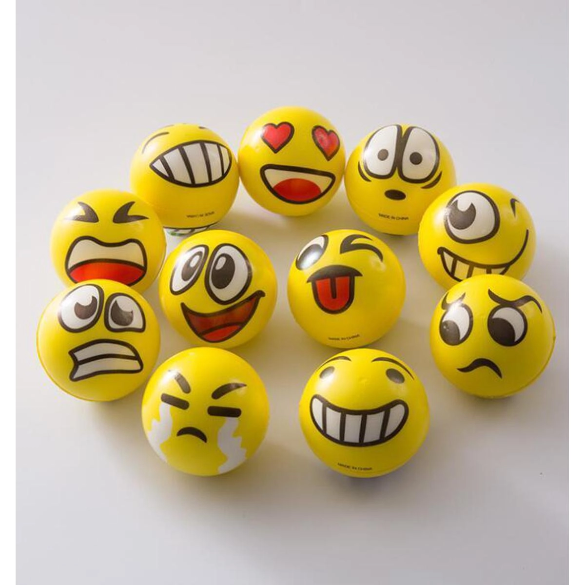 Emoji Stress Balls Emoticon Faces 9 Inch Stress Balls - 12 Pcs