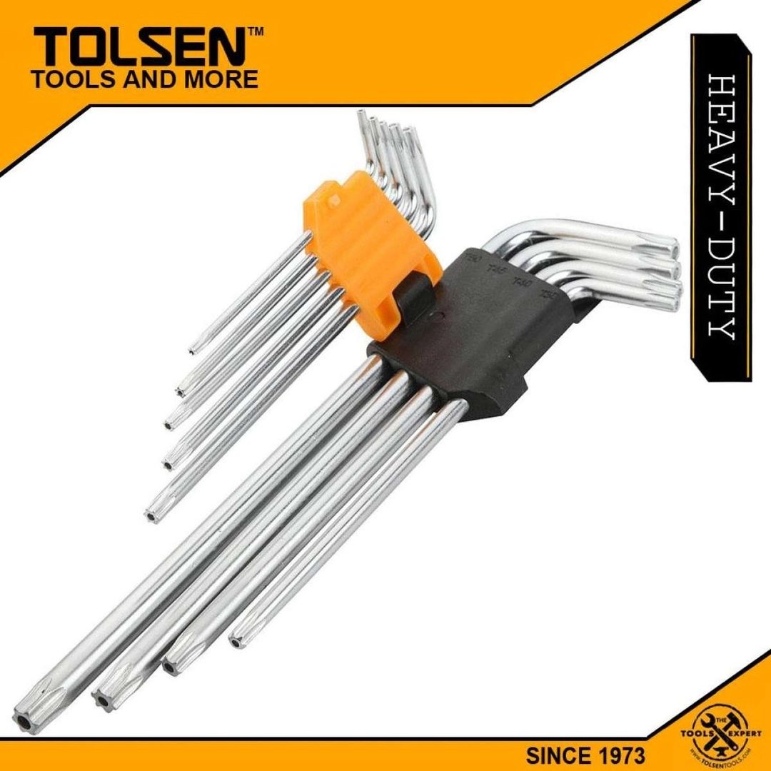 TOLSEN 20057 9Pcs Torx Extra Long Arm Allen Hex Key Set ( T10/T15/T20 ...