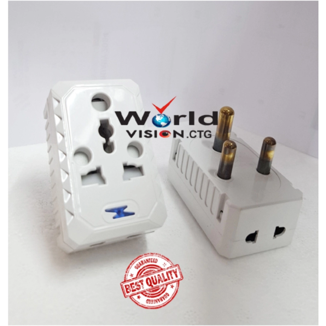 3 Pin Round Multi Socket 15a (3 pin to 3 pin Flat & Round 2 Pin) Plug ...