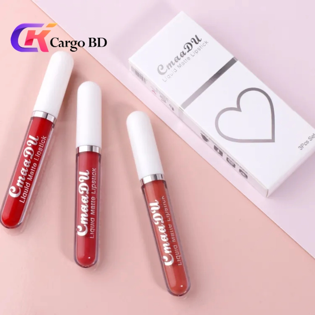 CmaaDu 3 Pcs/set liquid matte non-stick cup waterproof lipstick set