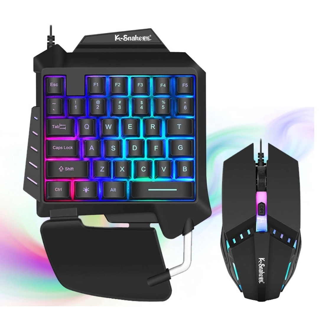 One Handed Gaming Keyboard Rgb Backlit 35 Keys Portable Mini Gaming ...